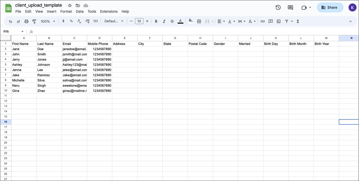 How do I create or edit a CSV file for my client list?